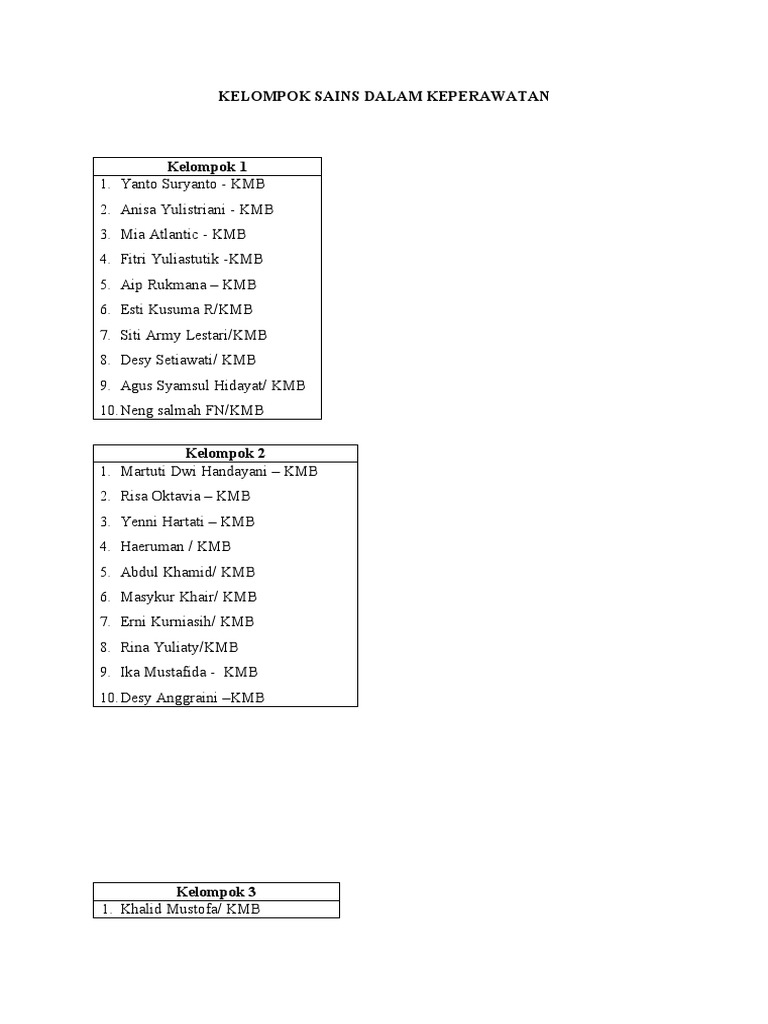 Kelompok Sain Dalam Penelitian | PDF