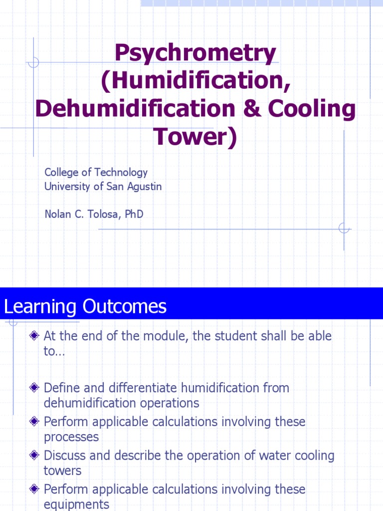 CHE 436 MODULE 6 - Psychrometry (Humidification, Dehumidification, Cooling Tow | PDF | Humidity ...
