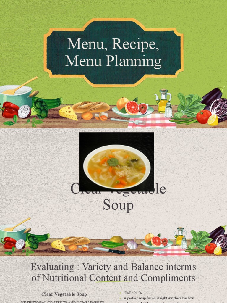 Menu, Menu Recipe, Menu Planning | PDF | Nutrition Facts Label | Fat