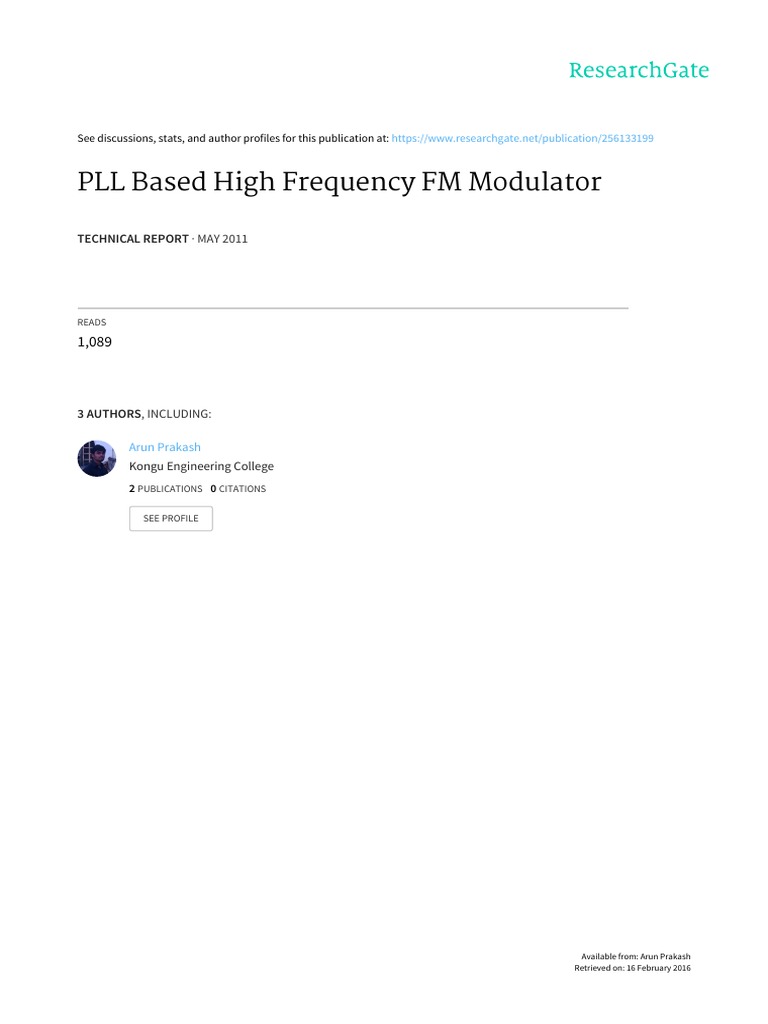 Engineers' Guide to PLL FM Modulation | PDF | Detector (Radio ...