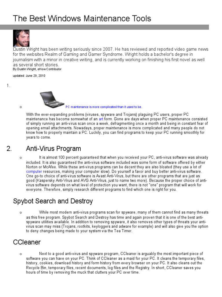 Windows Maintenance Tools | PDF | Spyware | Utility Software
