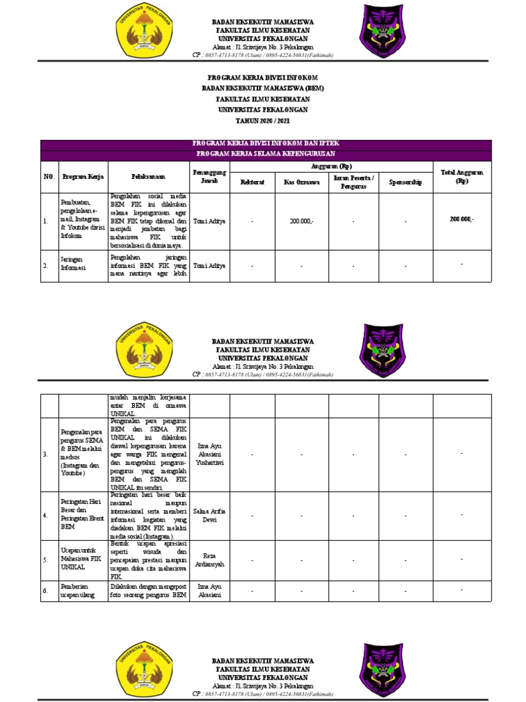 Program Kerja Divisi Infokom 2021-2022 | PDF