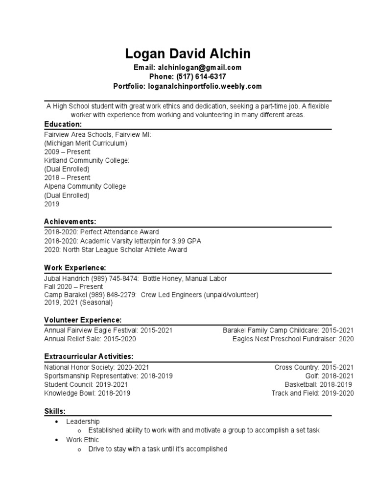 Logan David Alchin: Phone: (517) 614-6317 | PDF