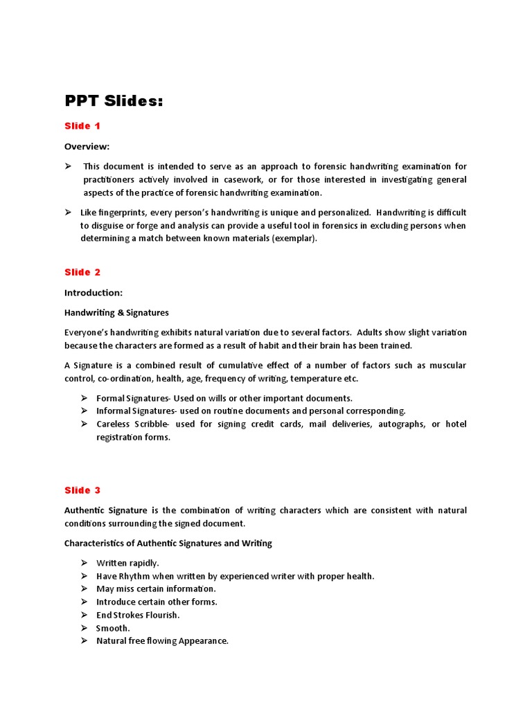 Slides:: Overview | PDF | Signature | Forensic Science
