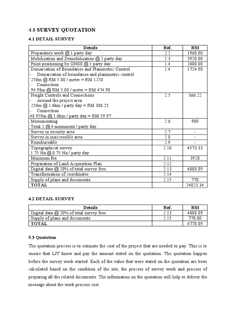 Quotation Report 2 | PDF | Surveying