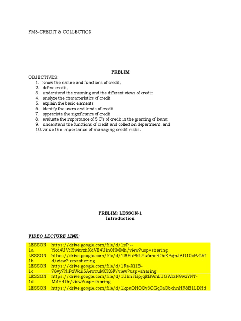 FM3 1docx | PDF | Finance & Money Management | Credit