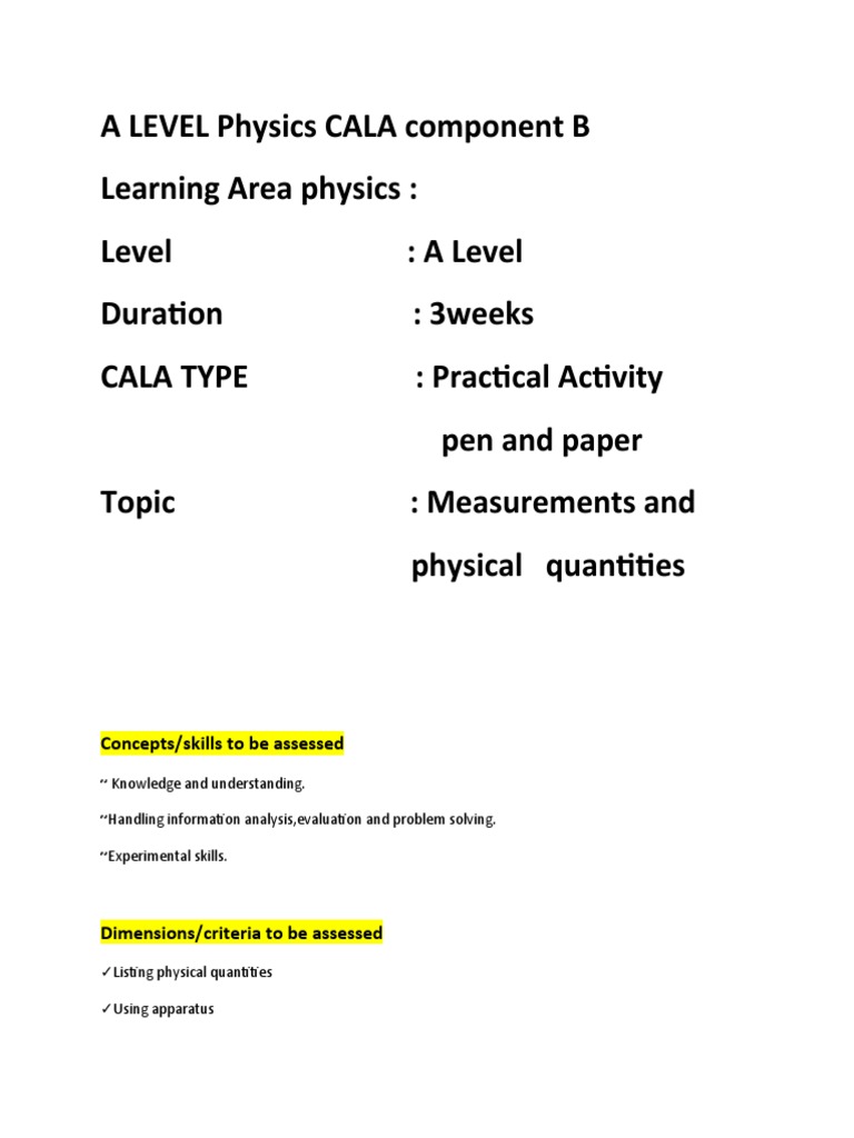 Cala Component B | Download Free PDF | Learning | Measurement