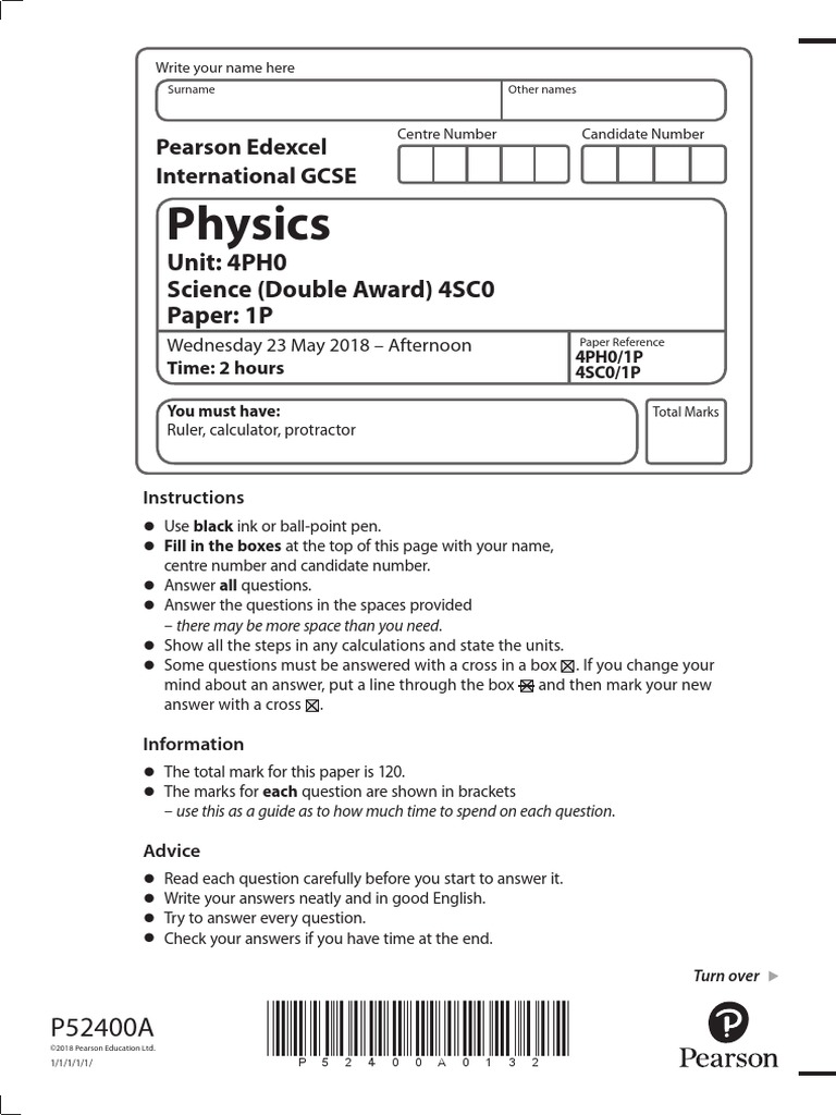 Physics: Unit: 4PH0 Science (Double Award) 4SC0 Paper: 1P | PDF