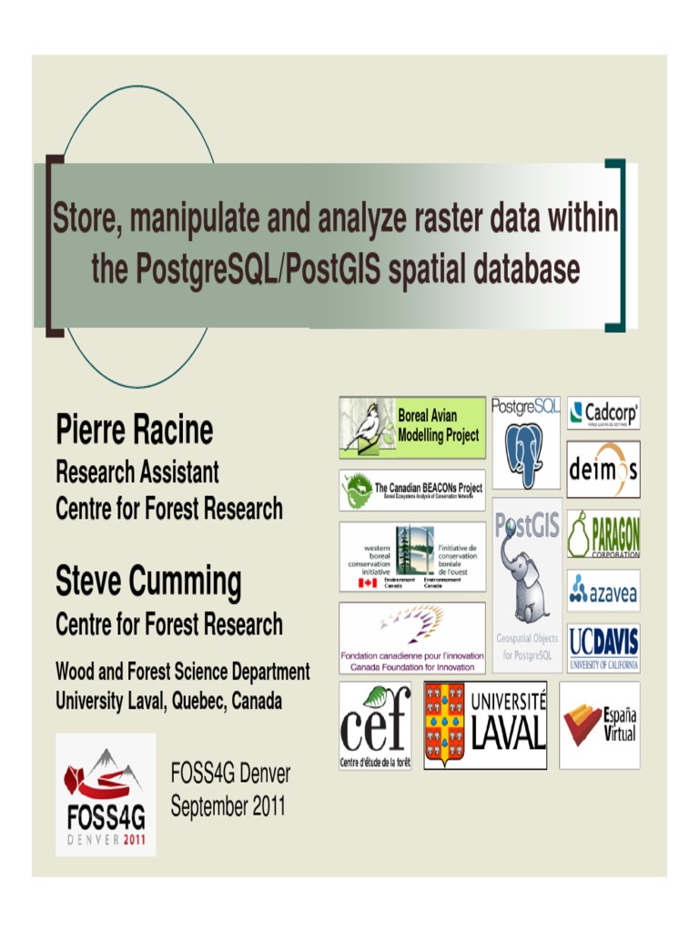 Store, Manipulate and Analyze Raster Data in POSTGIS RASTER | PDF ...