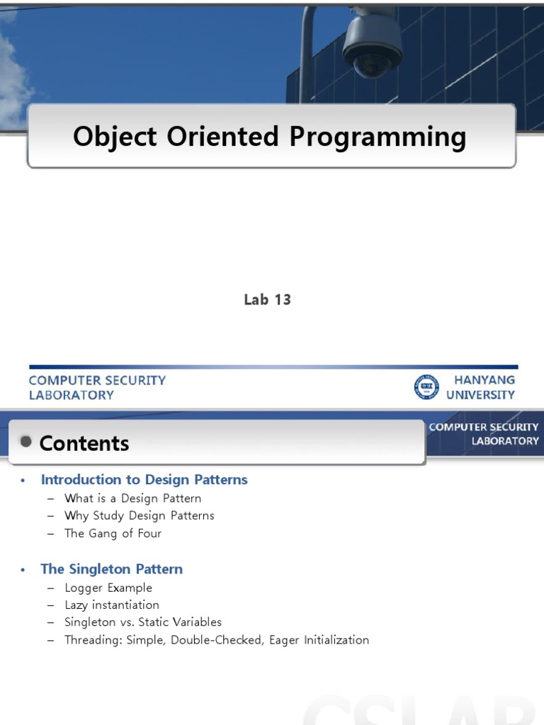 Lab13 Intro and Singleton | PDF | Software Design Pattern | Class (Computer Programming)