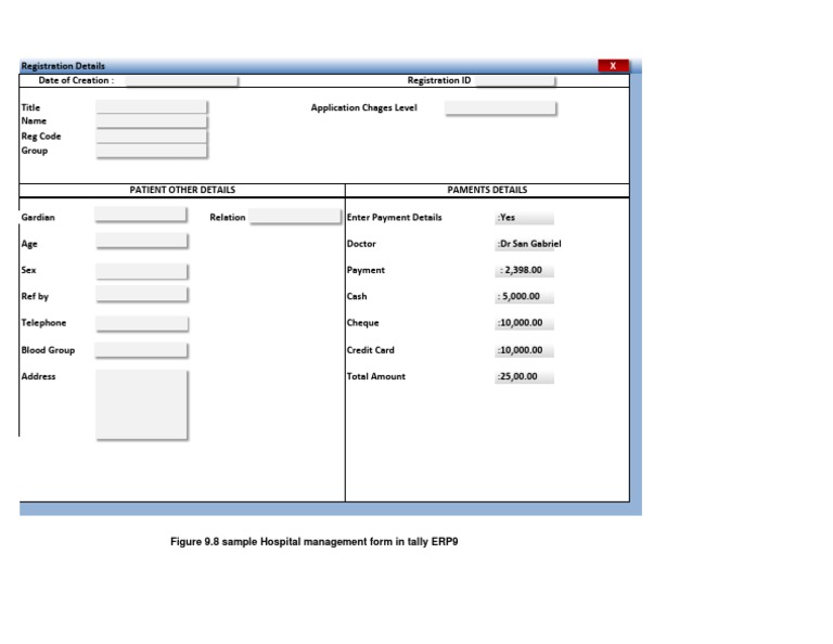 Figure 9.8 Sample Hospital Management Form in Tally ERP9 | PDF