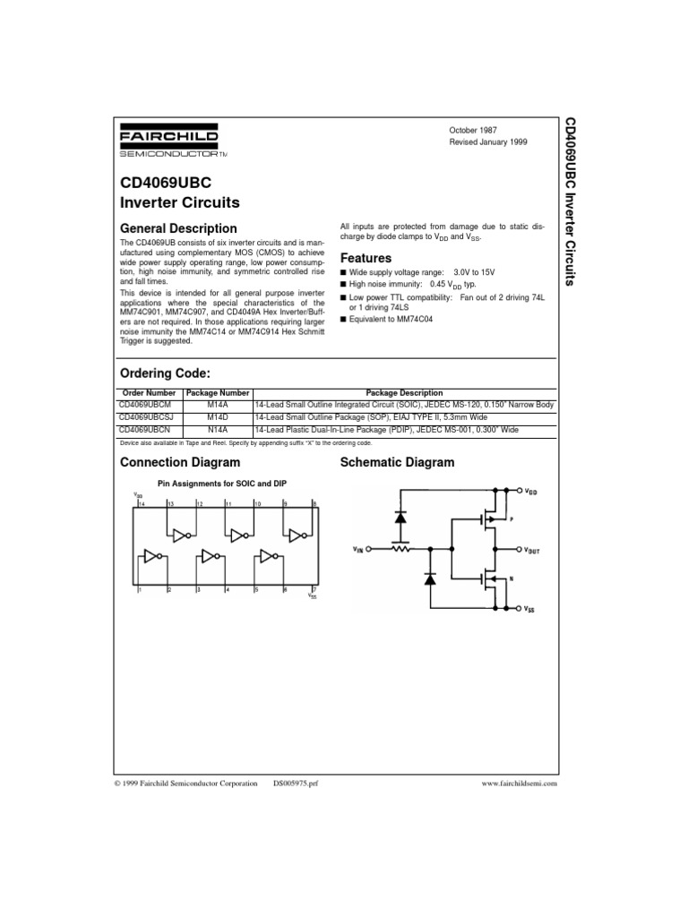 CD4069 Datasheet | Cmos | Power Inverter