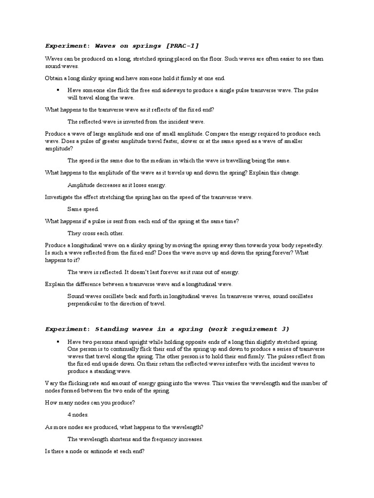 Waves and Standing Waves on Springs | PDF | Waves | Wavelength