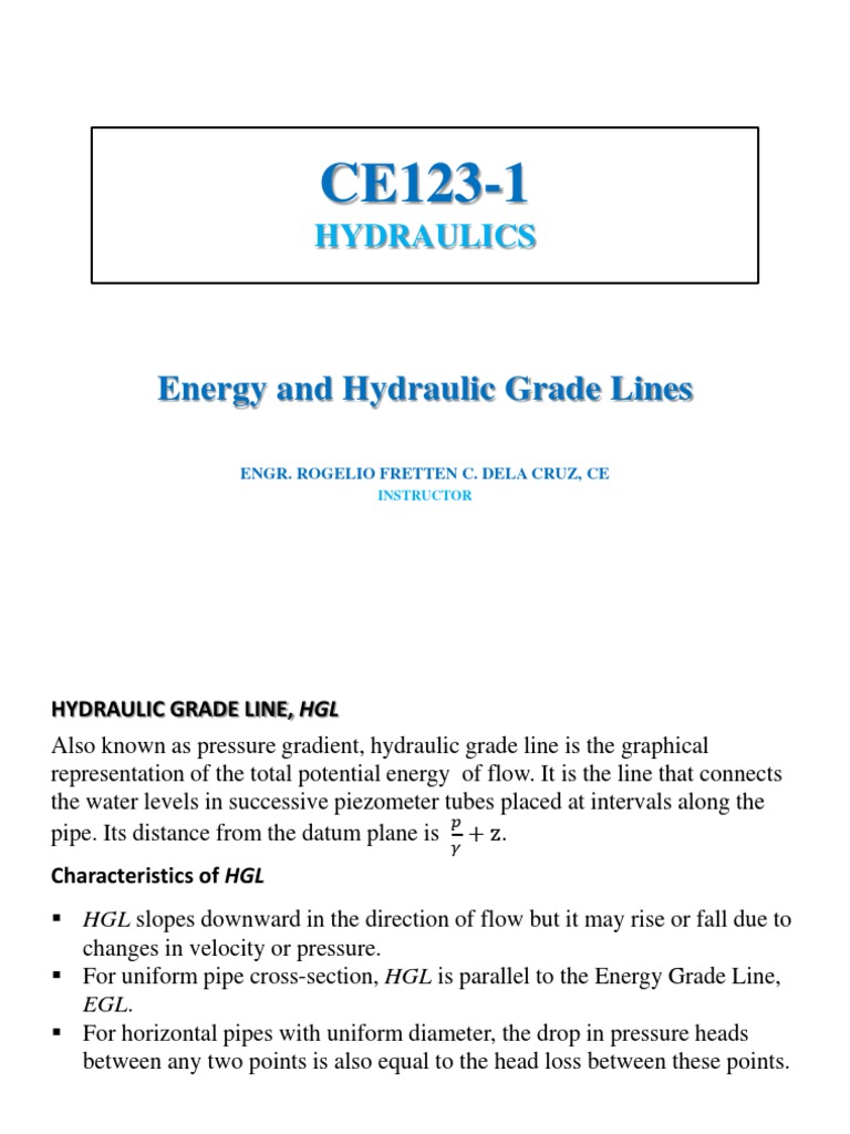 Energy & Hydraulic Grade Lines | PDF | Dynamics (Mechanics) | Gases