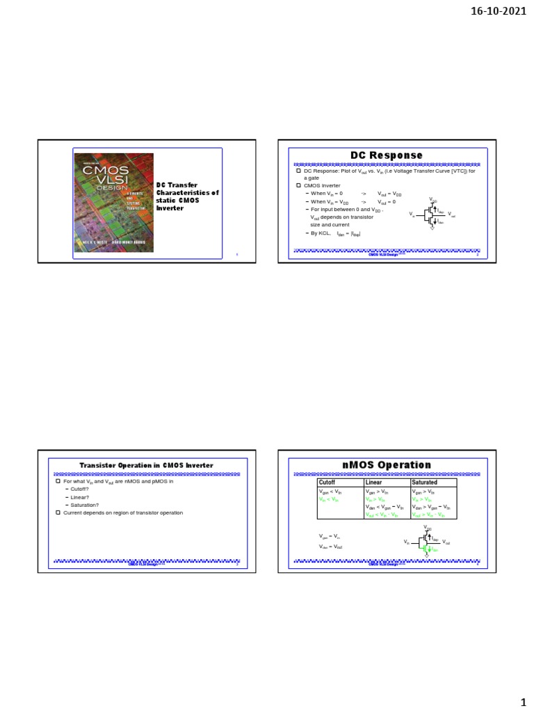 DC Transfer Characteristics of Inverter | PDF | Cmos | Mosfet