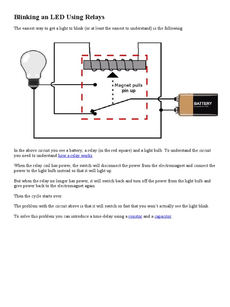 Blinking An LED Using Relays | PDF