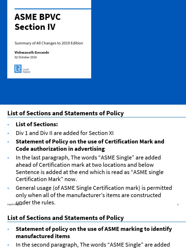 Asme BPVC Section IV: Summary of All Changes To 2019 Edition | Download ...