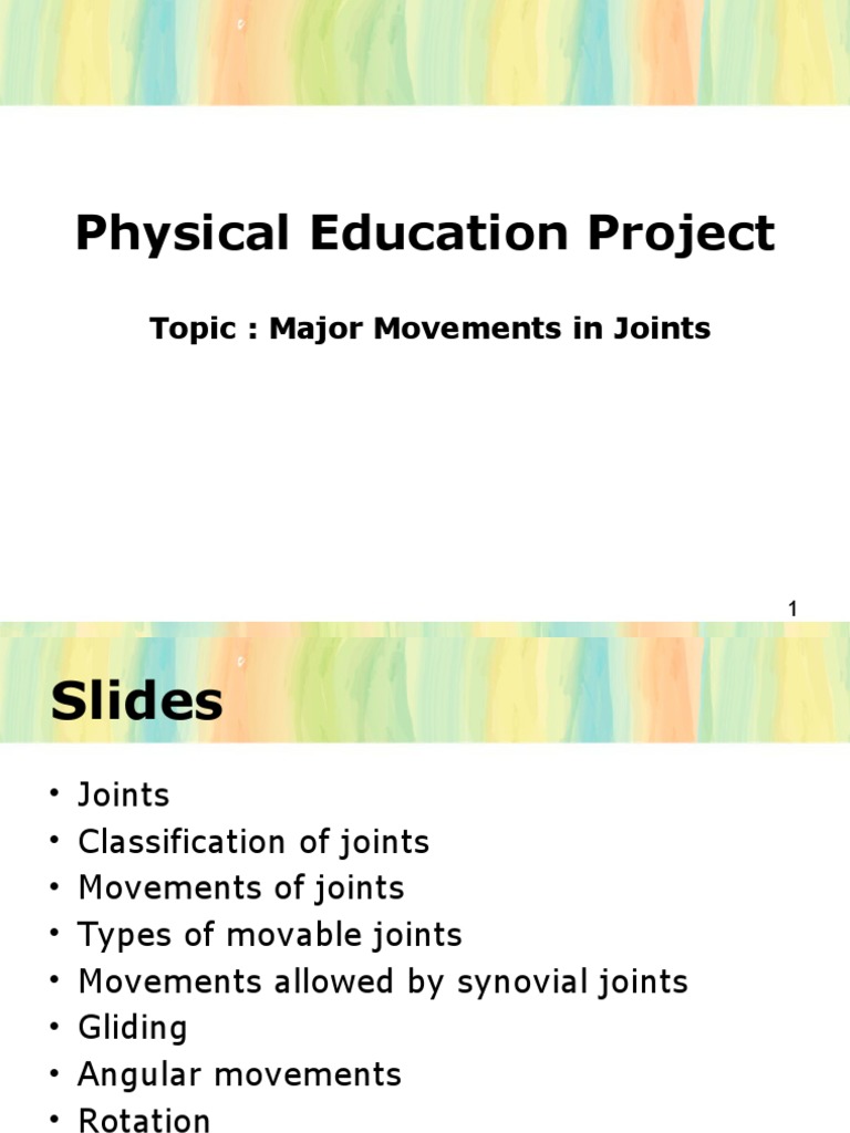 Physical Education Project: Topic: Major Movements in Joints | PDF ...