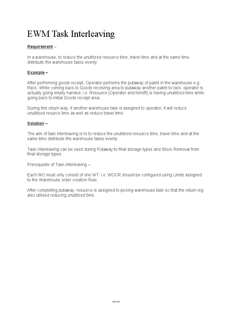 EWM Task Interleaving | PDF | Warehouse | Queue (Abstract Data Type)