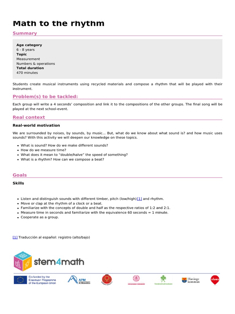 Math To The Rhythm | PDF | Sound | Rhythm