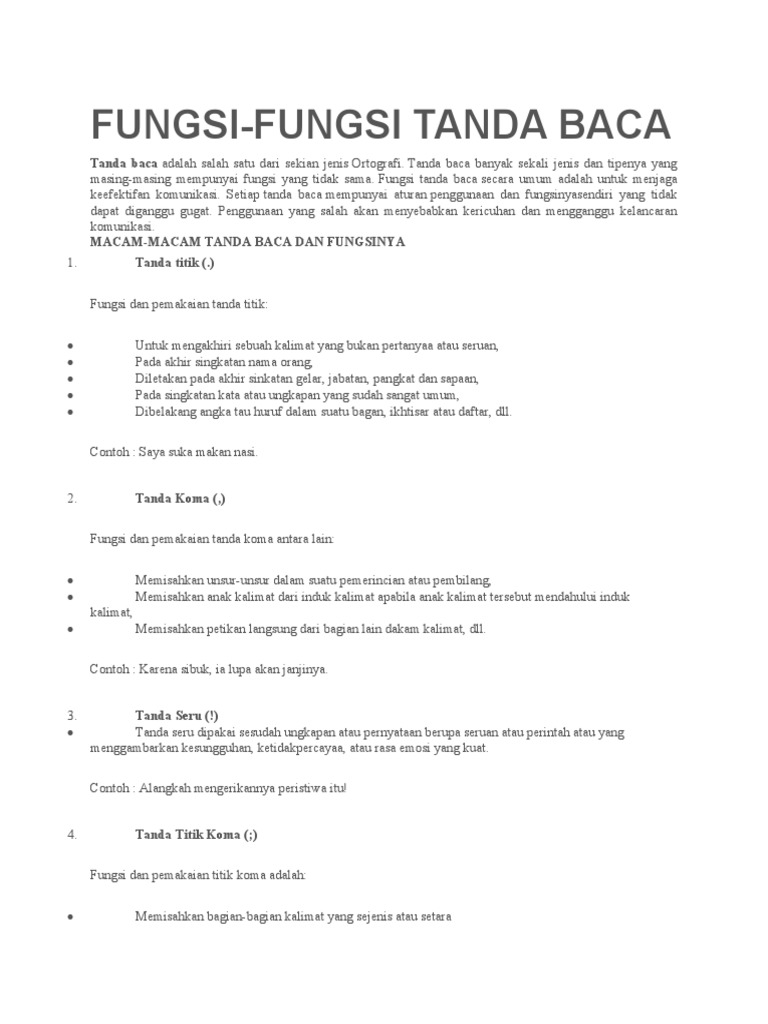 Fungsi Tanda Baca | PDF