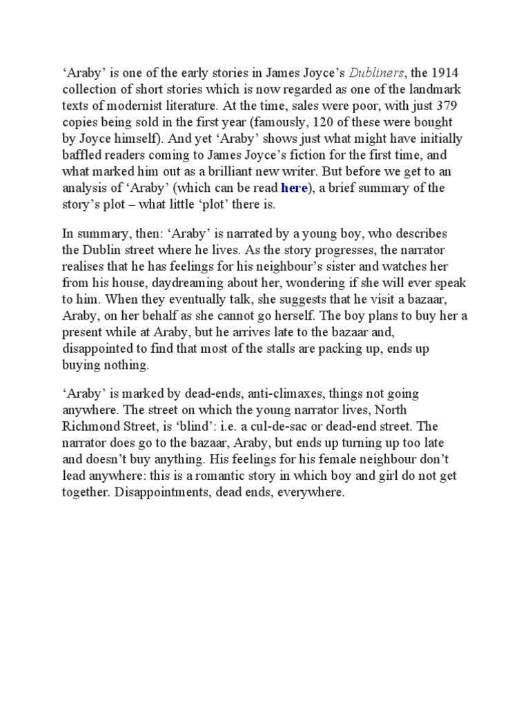 Araby Analysis | PDF | James Joyce | Dubliners