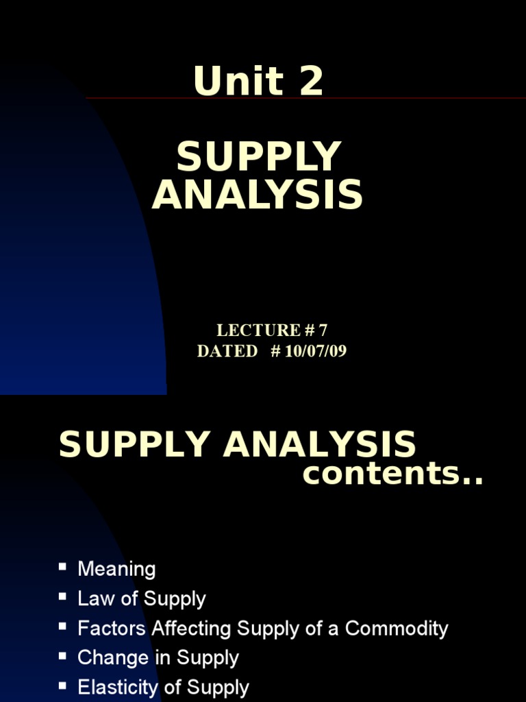 Supply Analysis: Key Concepts Explained | PDF