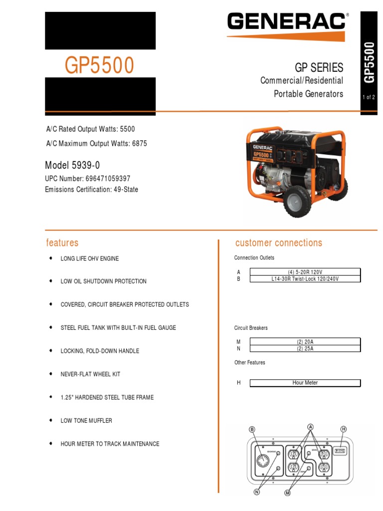 GP5500 Spec Sheet 0189270SBY | PDF | Engines | Vehicle Technology