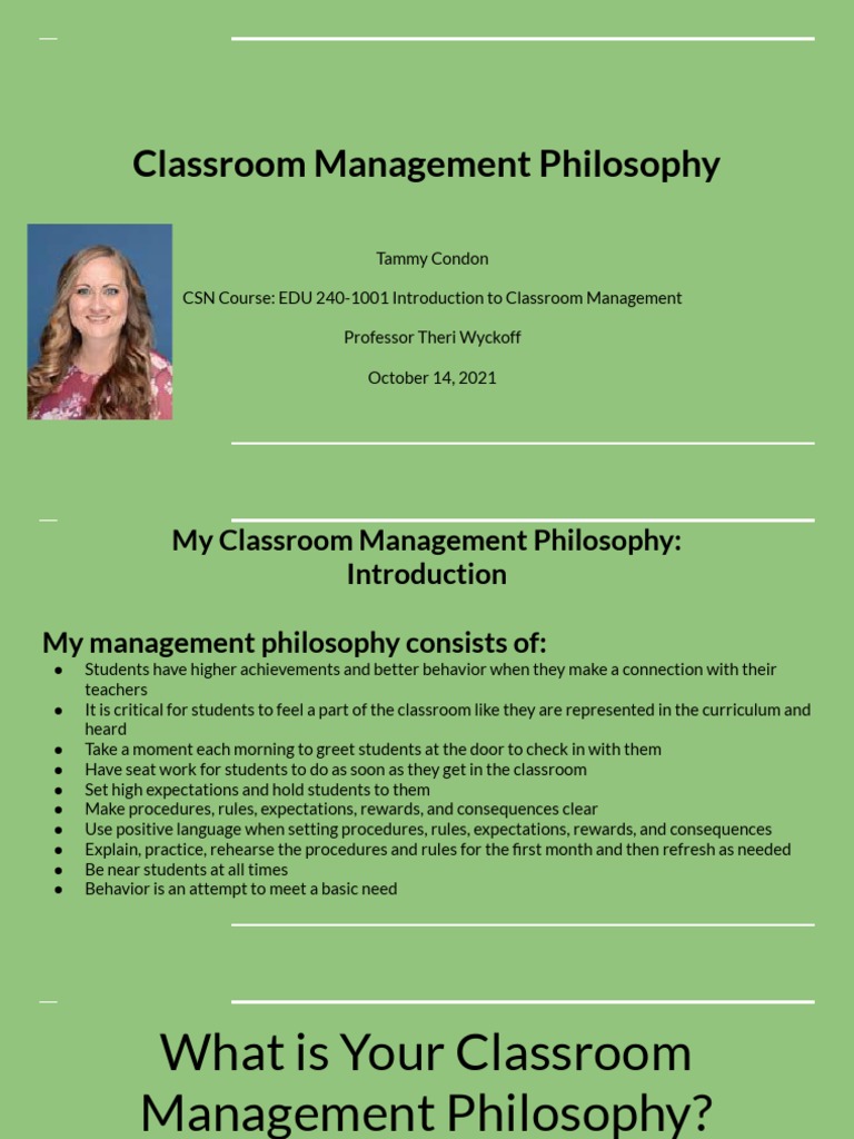 Classroom Management Philosophy 1 | Download Free PDF | Classroom ...