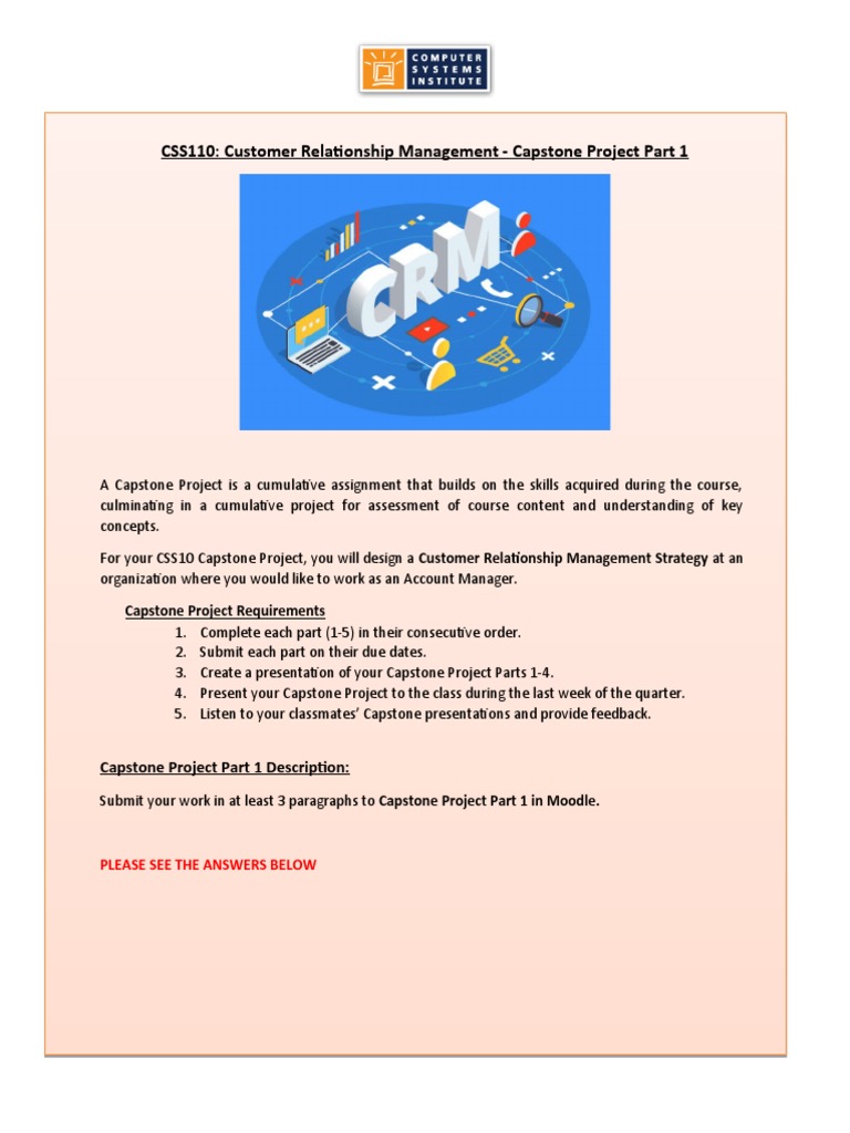 CSS110 Capstone Project Part 1 | PDF | Customer Relationship Management ...