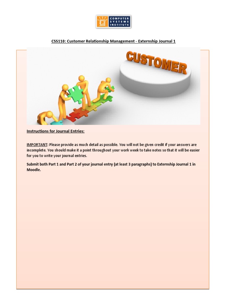 CSS110 Externship Journal 1 | PDF | Customer Relationship Management ...