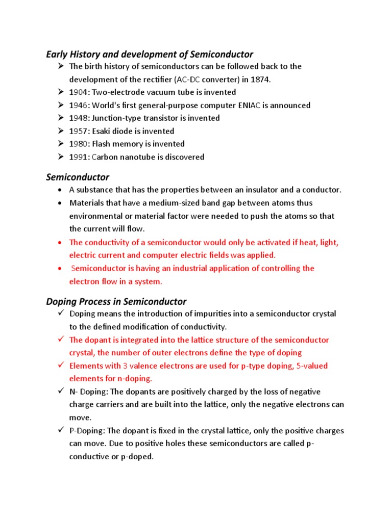 Early History and Development of Semiconductor | PDF | Semiconductors ...