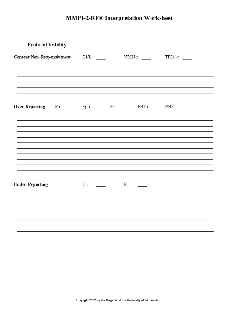 Mmpi 2 RF Worksheet | PDF