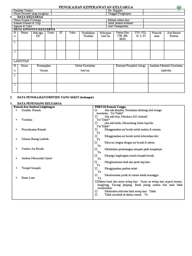 Format Pengkajian Keperawatan Keluarga | PDF