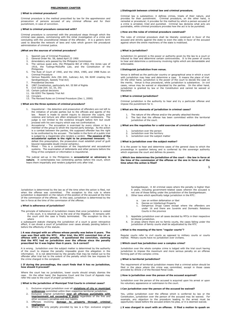 CRIMPRO Reviewer Rule 110 114 | PDF | Prosecutor | Jurisdiction