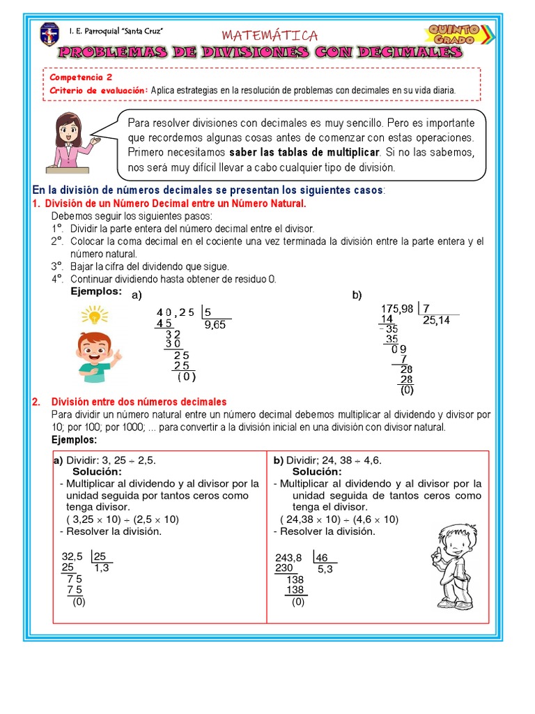 División De Decimales 6to Grado
