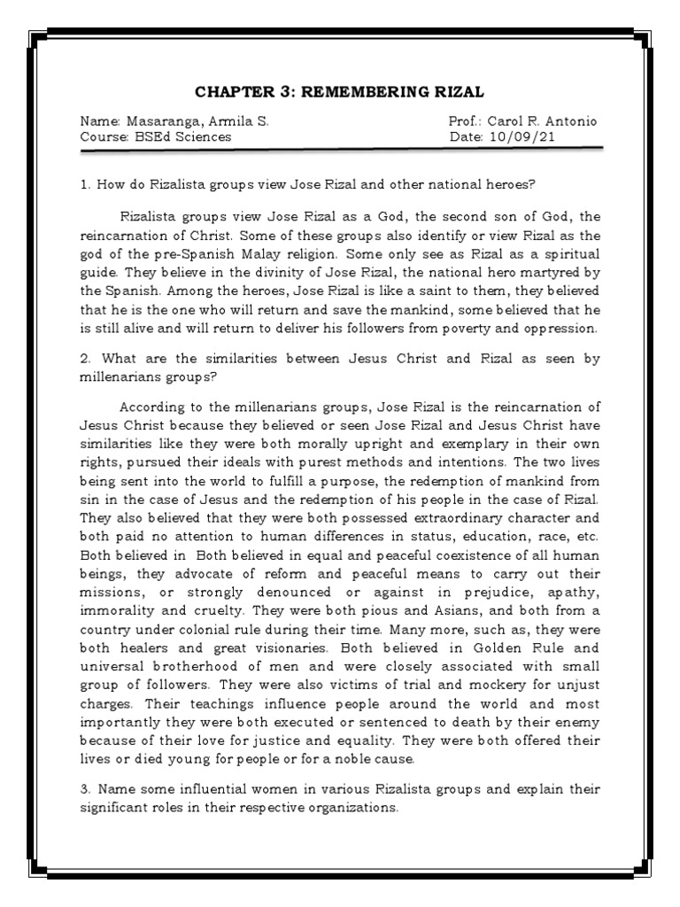 Chapter 3 Remembering Rizal | PDF | Jesus | God