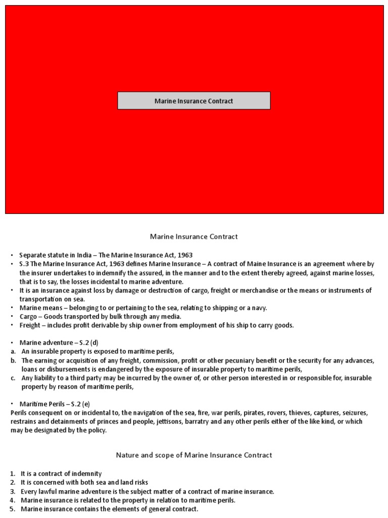 Marine Insurance Contract | PDF | Insurance | Private Law