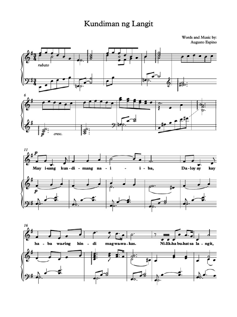 Qdoc - Tips - Kundiman NG Langit Transposed Edited | PDF