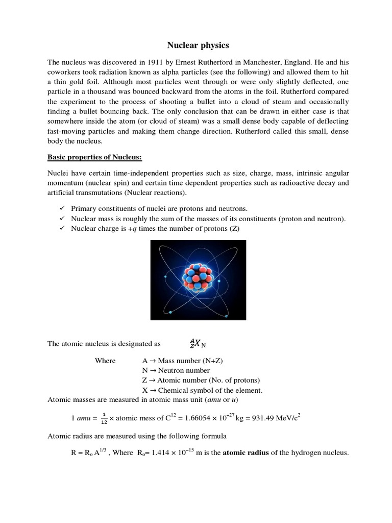 Nuclear Physics: Basic Properties of Nucleus | PDF | Radioactive Decay | Atomic Nucleus