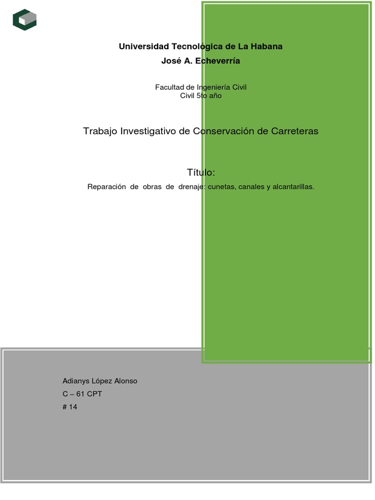 Reparación de cunetas y alcantarillas | PDF | Tubería (transporte de ...