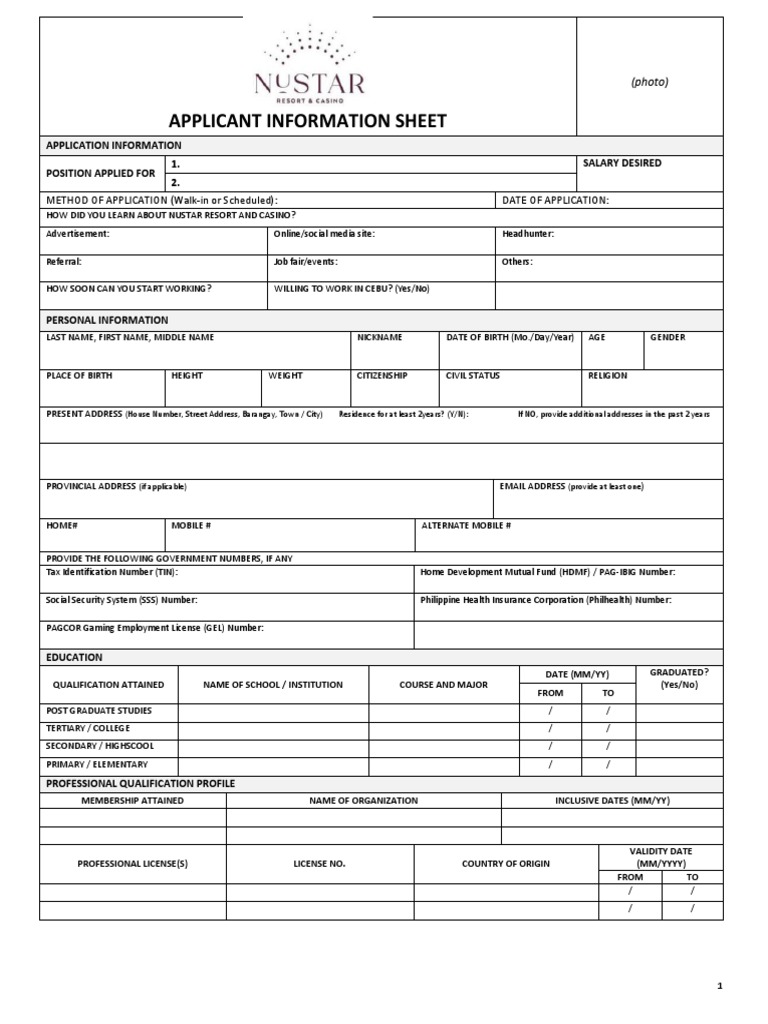 Applicant Information Sheet | PDF | Conflict Of Interest | Confidentiality Applicant Information Sheet | PDF | Conflict Of Interest | Confidentiality