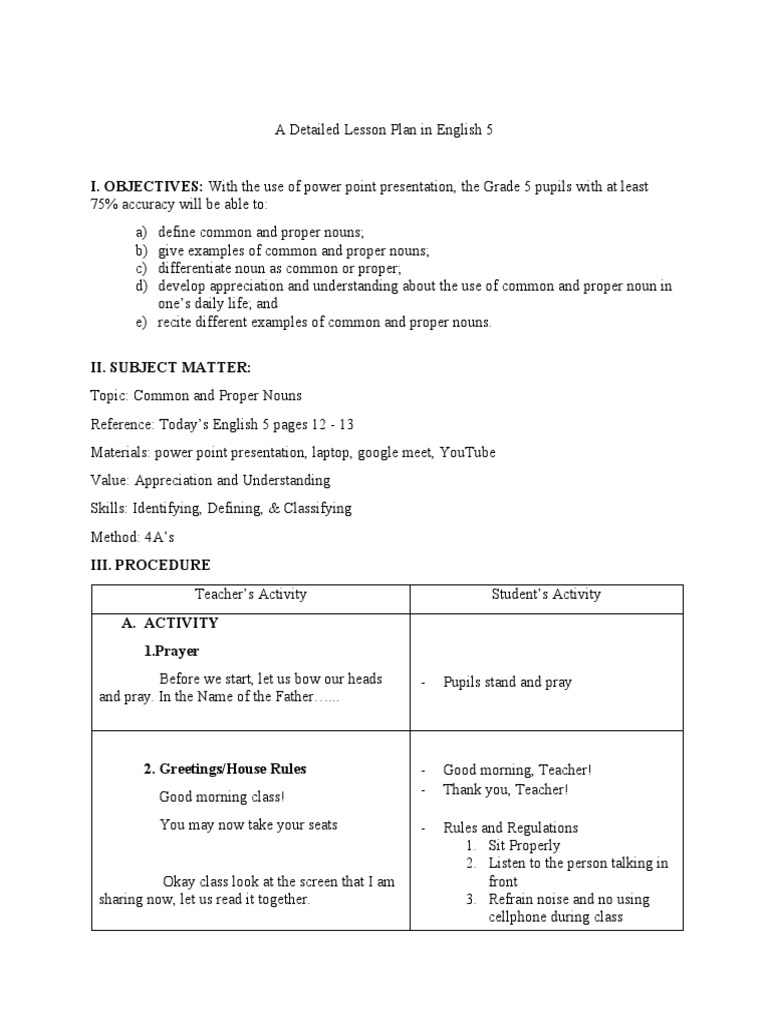 Common and Proper Nouns ENGLISH 5 | PDF | Noun | English Language
