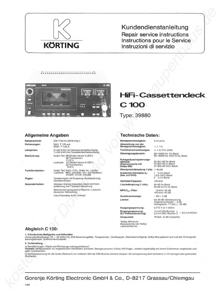 Korting C100 Service Manual | PDF