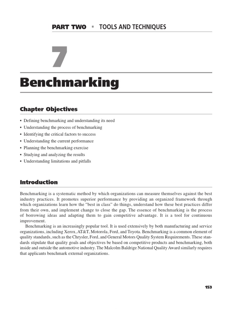 Benchmarking: Part Two Tools and Techniques | Download Free PDF ...