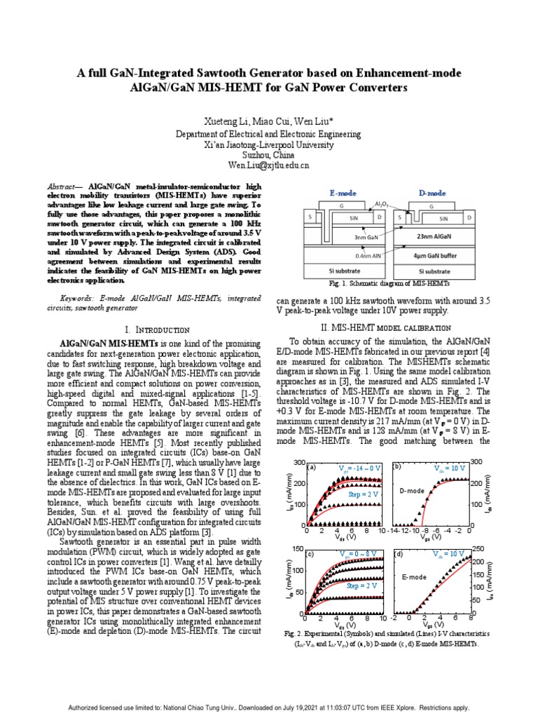GaN-Based Sawtooth Generator IC Design | PDF | Electronic Circuits ...