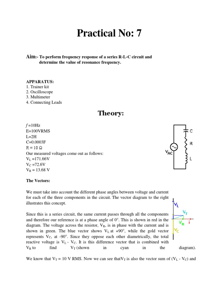 Practical-7 SeriesRLC REsonance | PDF | Electrical Network | Resonance