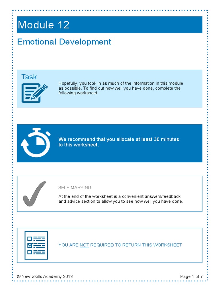 Child Psychology Worksheet Module 12 | PDF | Emotional Self Regulation ...