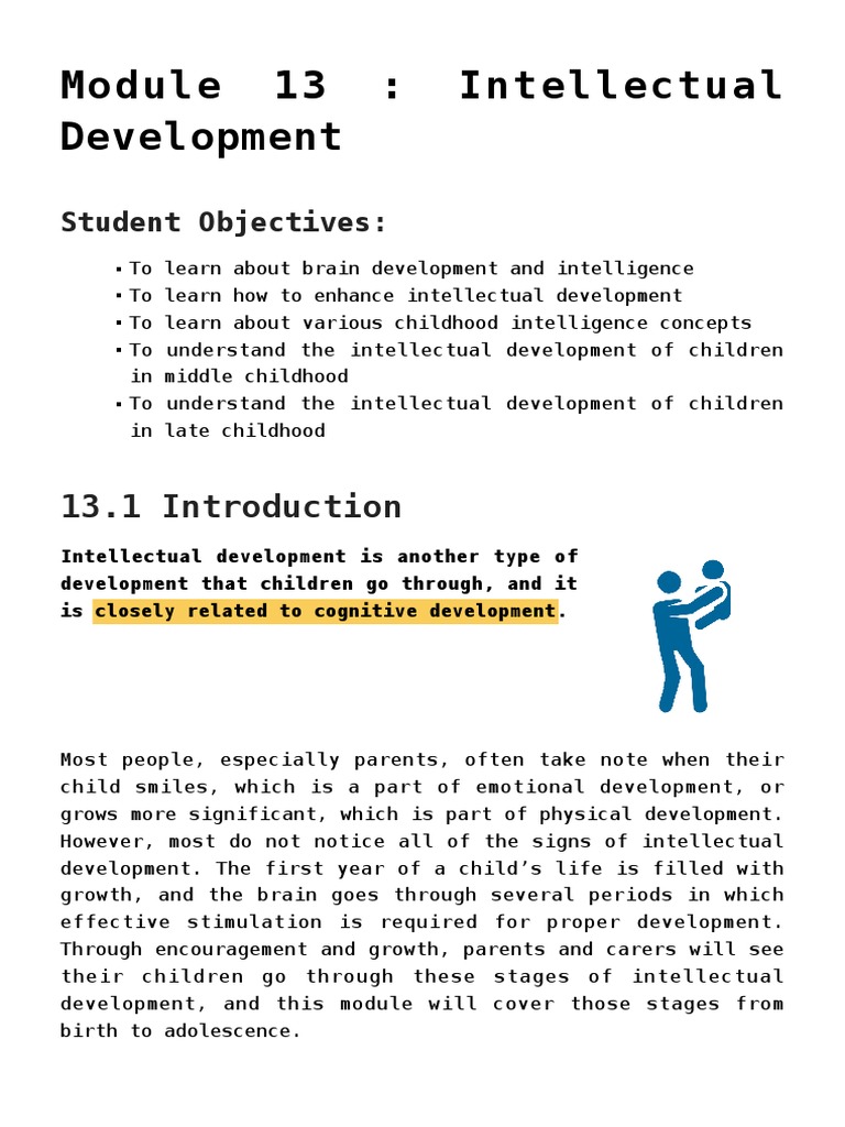 Module 13: Intellectual Development: Student Objectives | PDF | Relationships | Child Development
