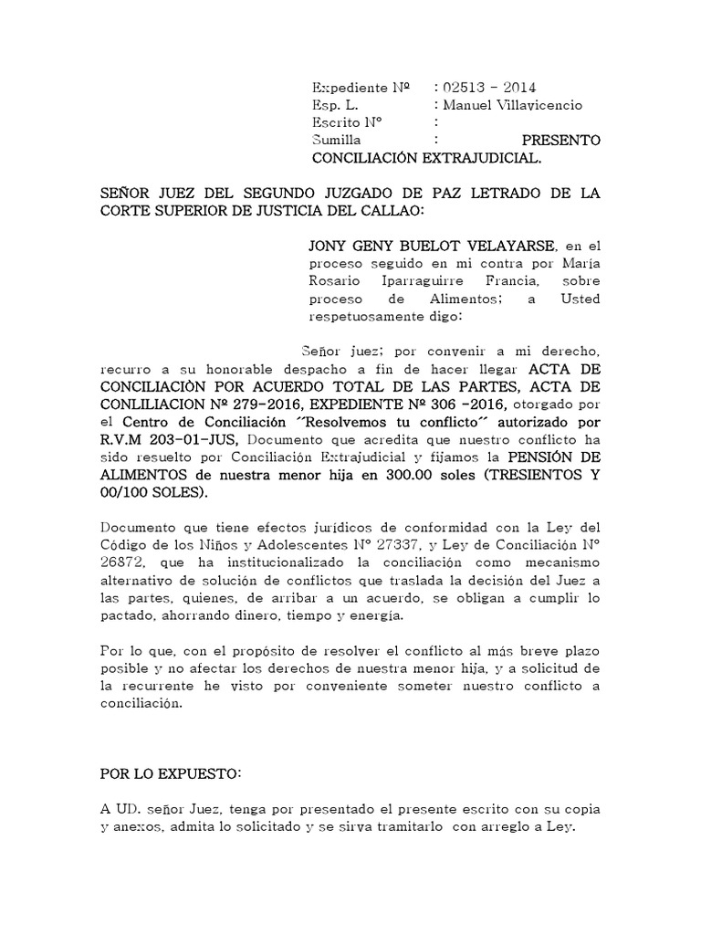 Escrito Presenta Conciliación | PDF